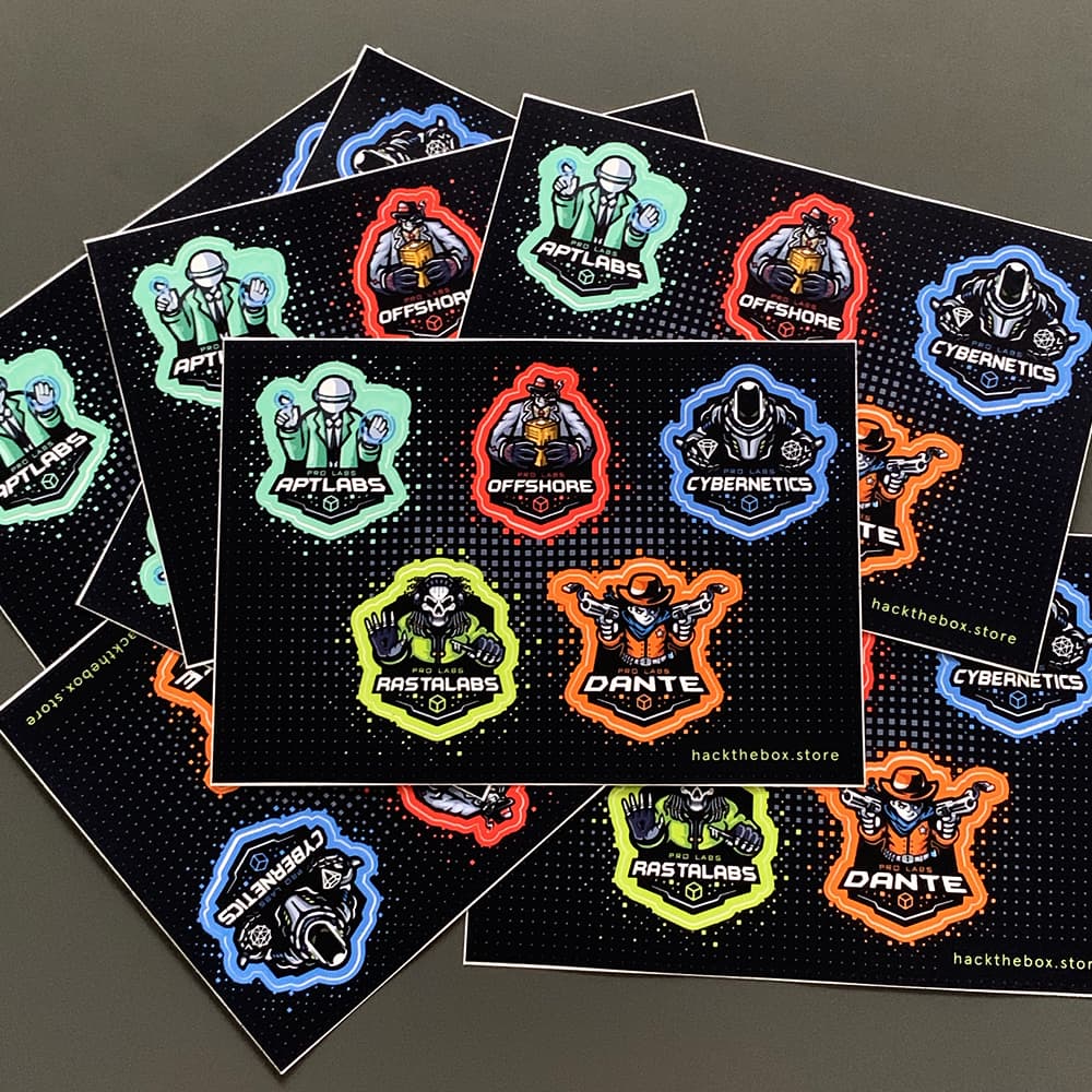 5x Hack The Box Sticker Sheet - Pro Labs Edition